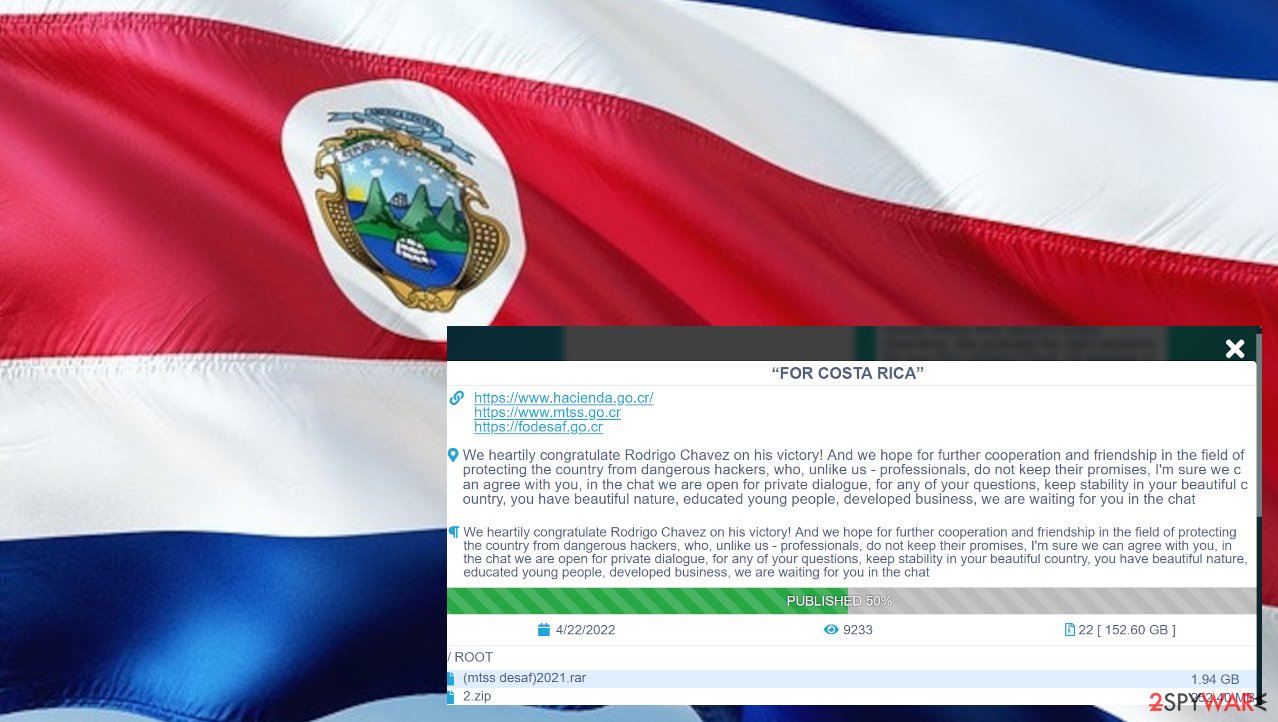 Costa Rica had to declare a national emergency due to Conti attack