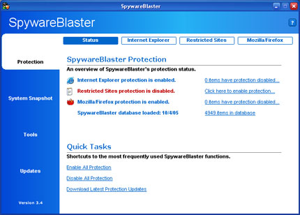 SpywareBlaster review, free download