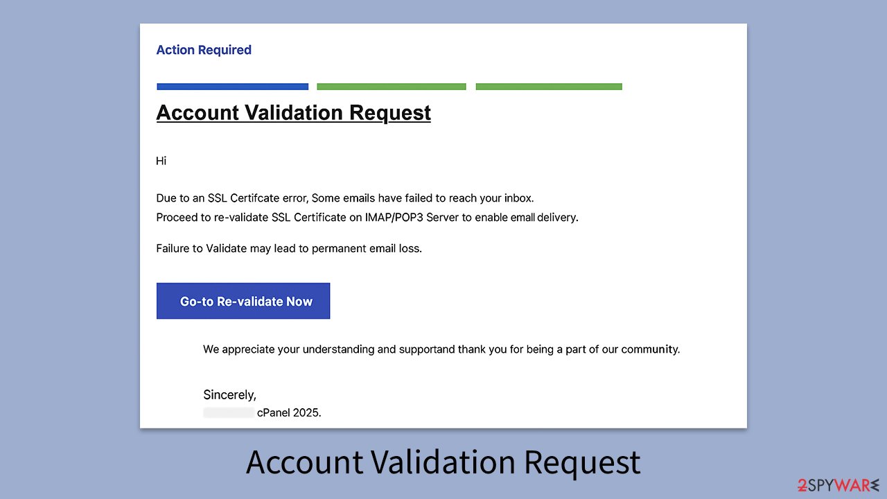 Remove Account Validation Request email scam (fake) - Free Instructions