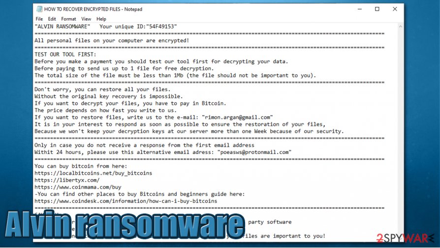 Remove Alvin ransomware (Virus Removal Guide) - Free Instructions