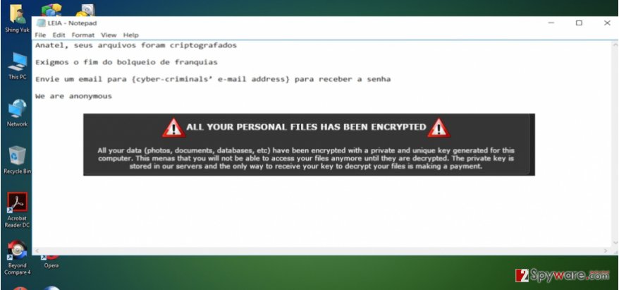 Remove Anatel ransomware / virus (Tutorial)