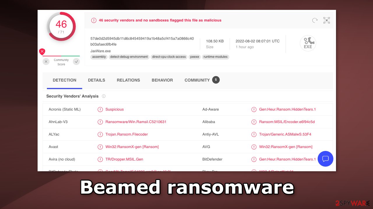 Remove Beamed ransomware (virus) - Recovery Instructions Included