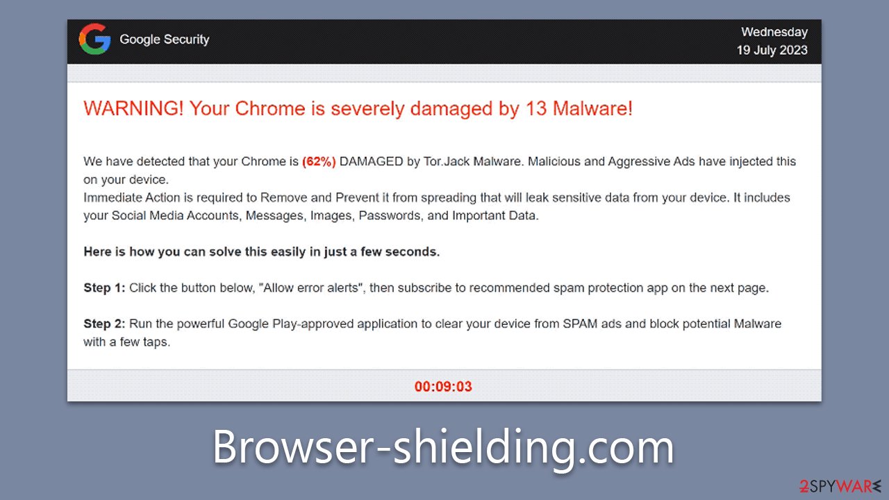 Remove Browser-shielding.com scam (fake) - Free Guide