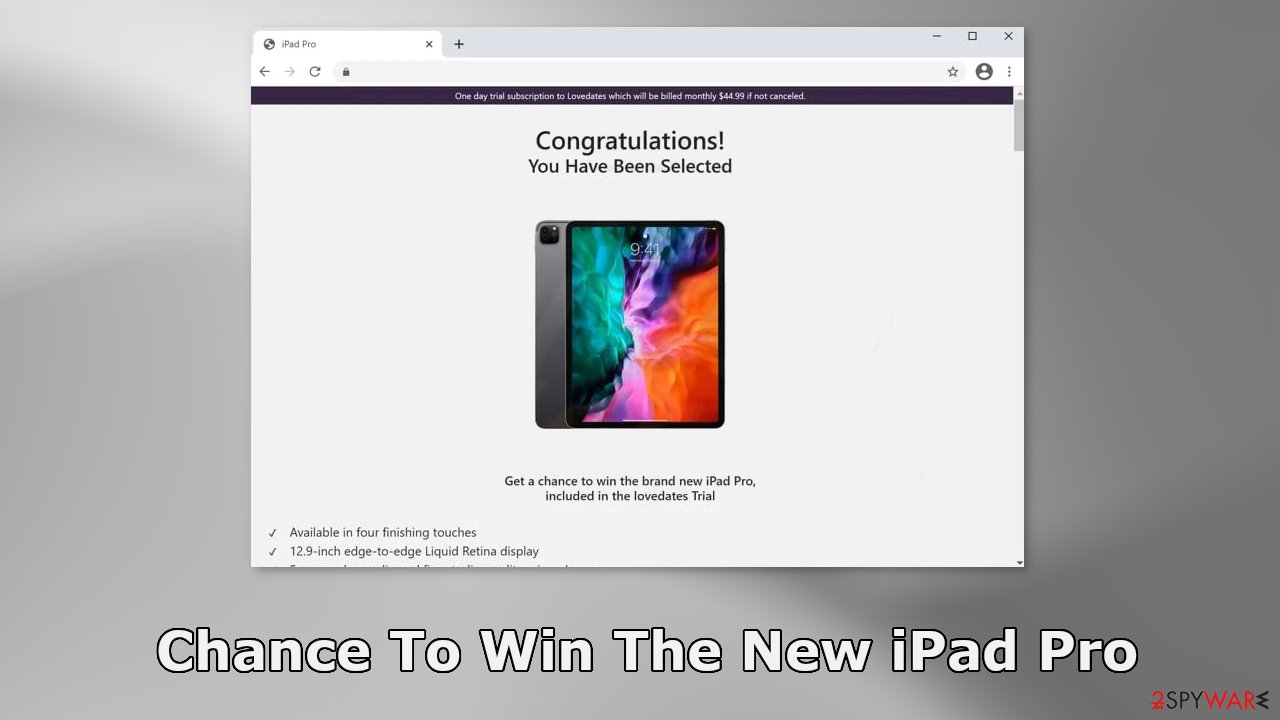 Remove “Chance To Win The New iPad Pro” scam (fake) - Free Guide