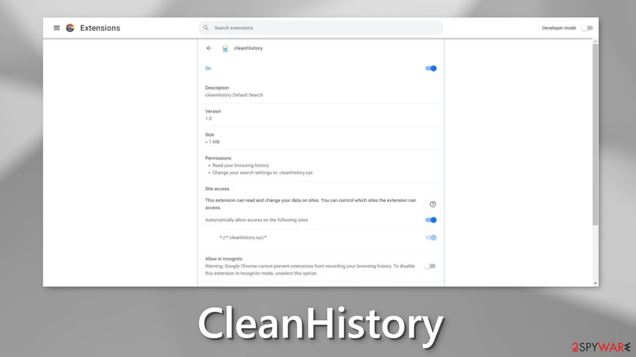 Remove CleanHistory browser hijacker (virus) - Free Guide