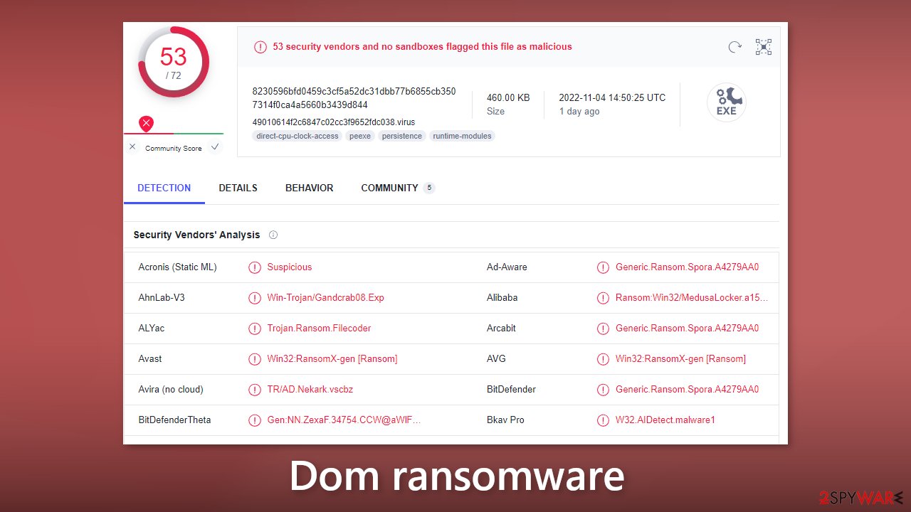 Remove Dom ransomware (virus) - Recovery Instructions Included