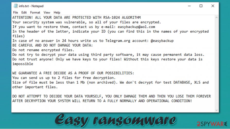 Remove Easy ransomware (Virus Removal Guide) - Recovery Instructions Included