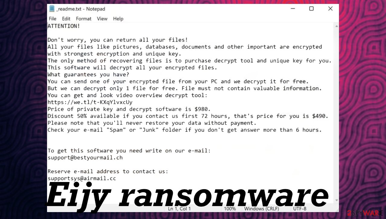Remove Eijy ransomware (Bonus: Decryption Steps)
