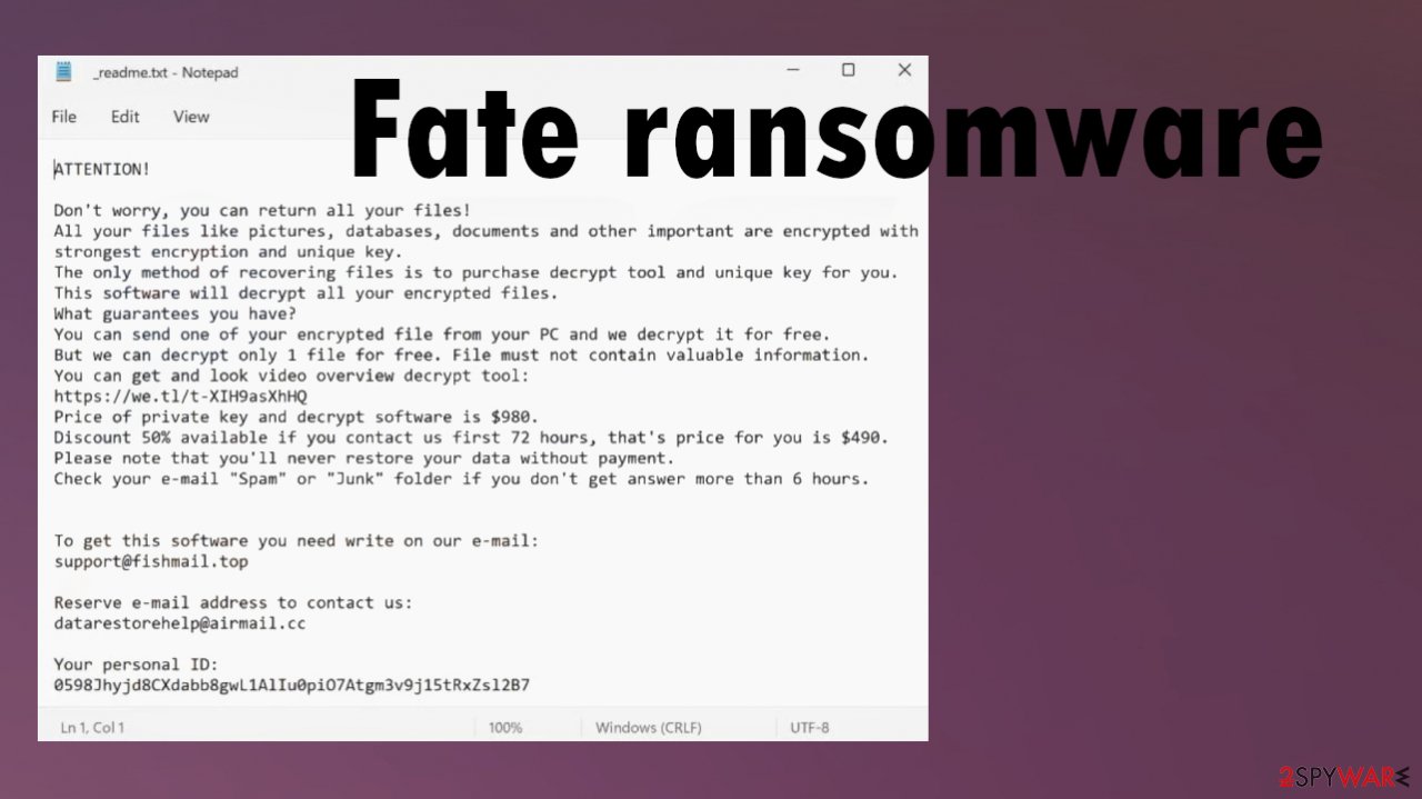 Remove Fate ransomware (Bonus: Decryption Steps)