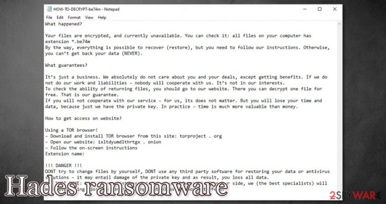 Remove Hades ransomware (Virus Removal Guide) - Recovery Instructions ...