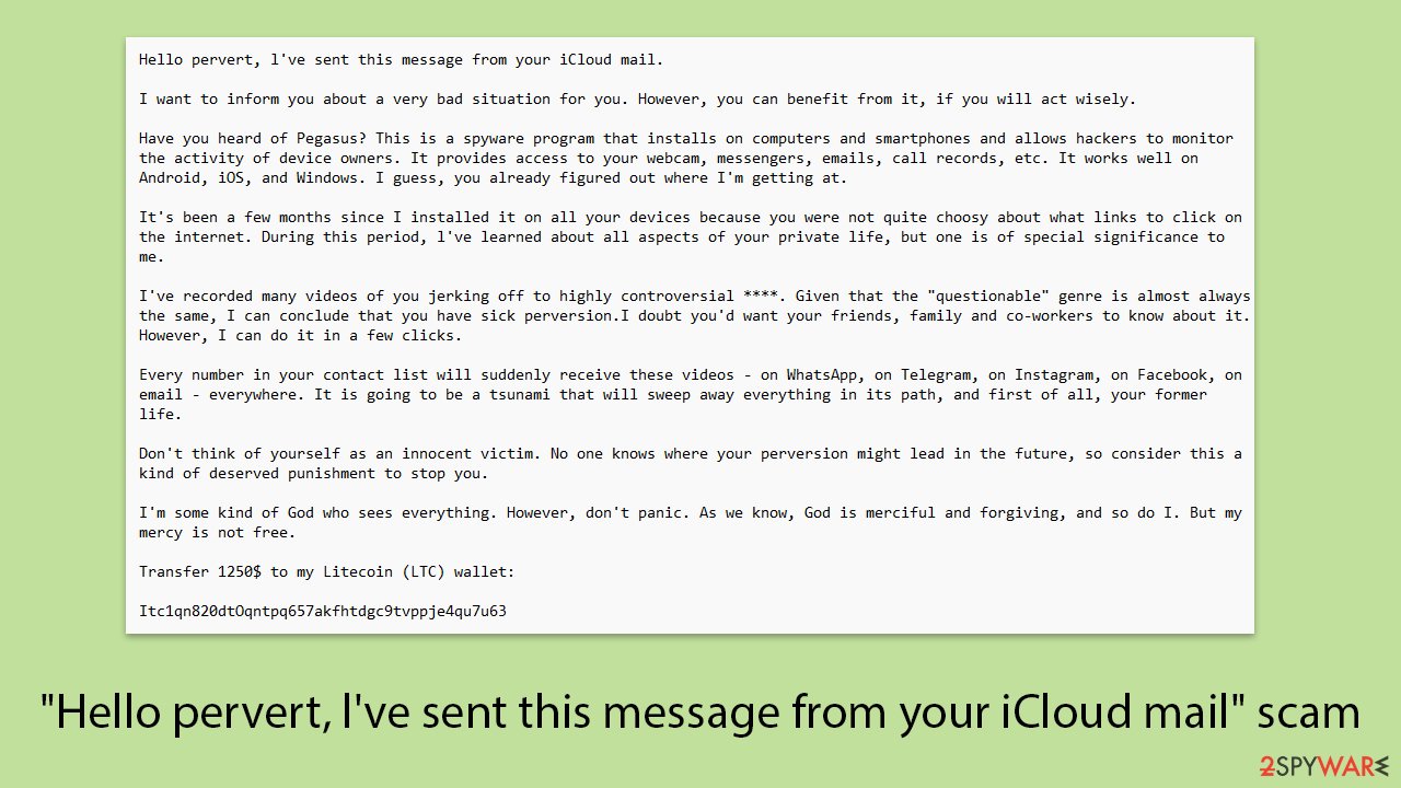 Remove “Hello pervert, l’ve sent this message from your iCloud mail ...