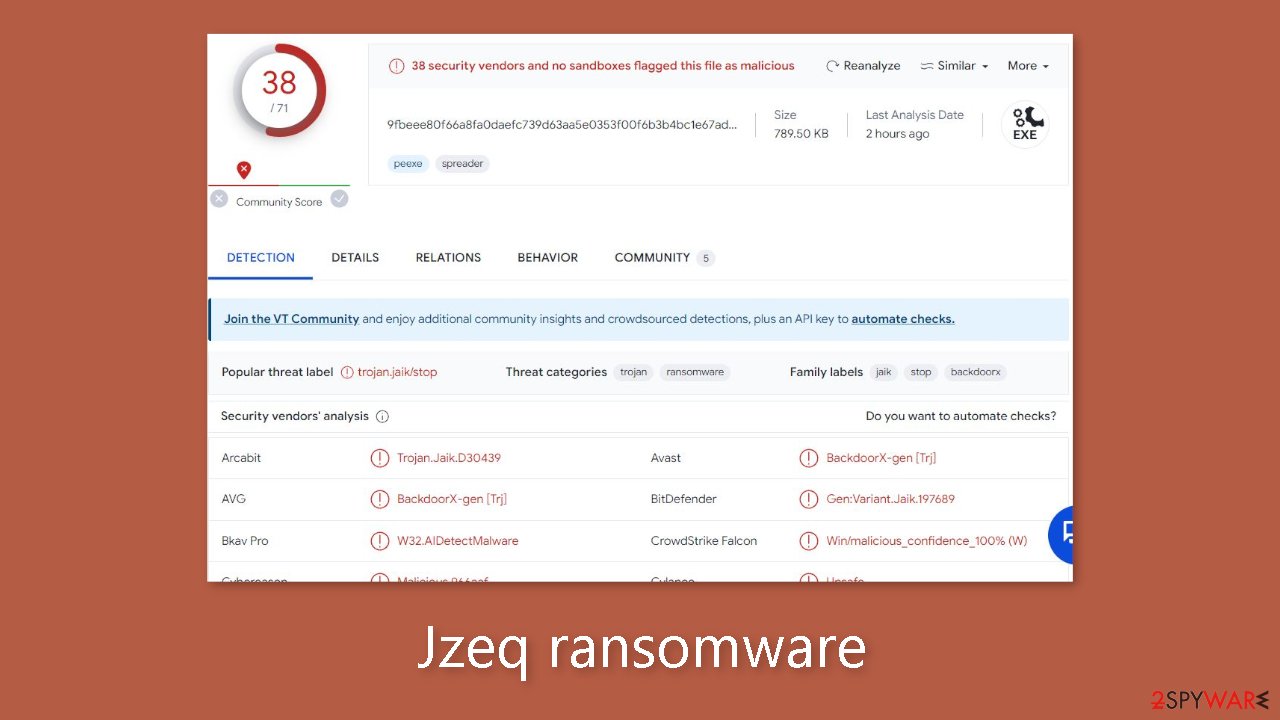 Remove Jzeq ransomware (virus) - Recovery Instructions Included