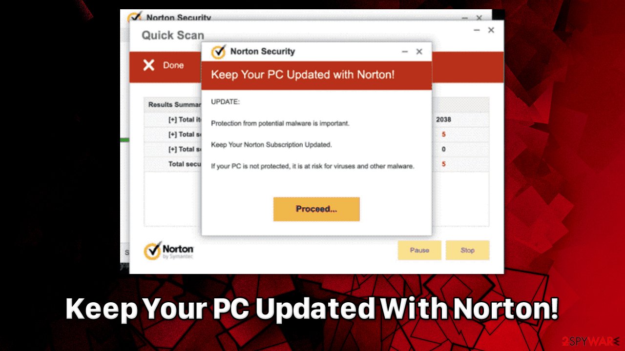 Remove Keep Your PC Updated With Norton! scam (fake) - Free Guide
