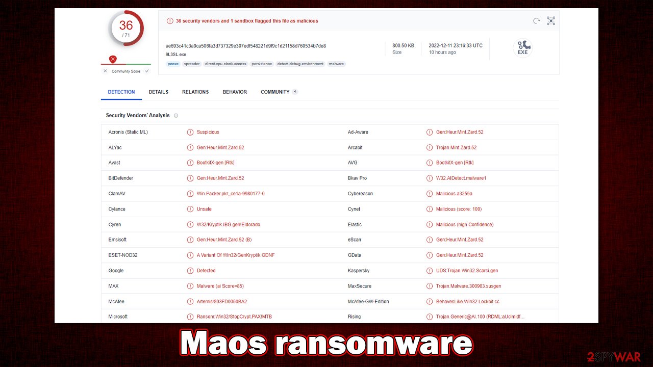 Remove Maos ransomware (virus) - Free Guide