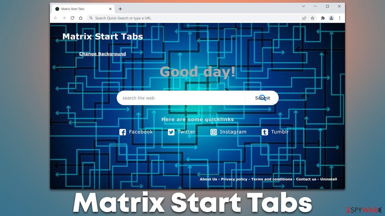 Remove Matrix Start Tabs Browser Hijacker Free Instructions