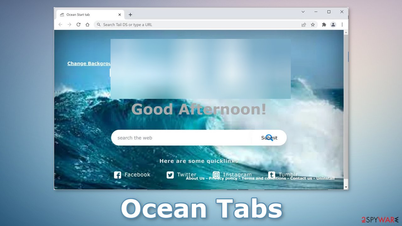 Remove Ocean Tabs browser hijacker (virus) - Free Instructions