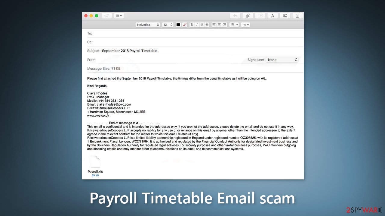 Remove Payroll Timetable Email scam (fake) - Free Guide