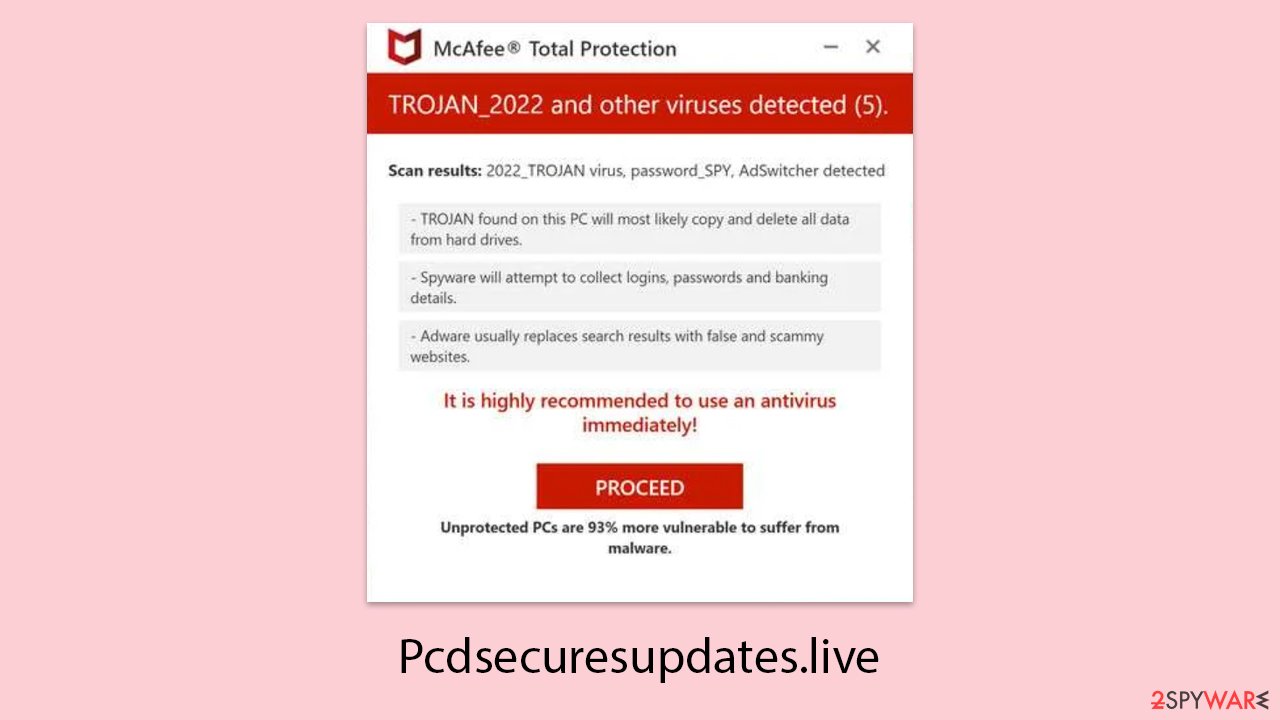 Remove Pcdsecuresupdates.live scam (virus) - Free Guide