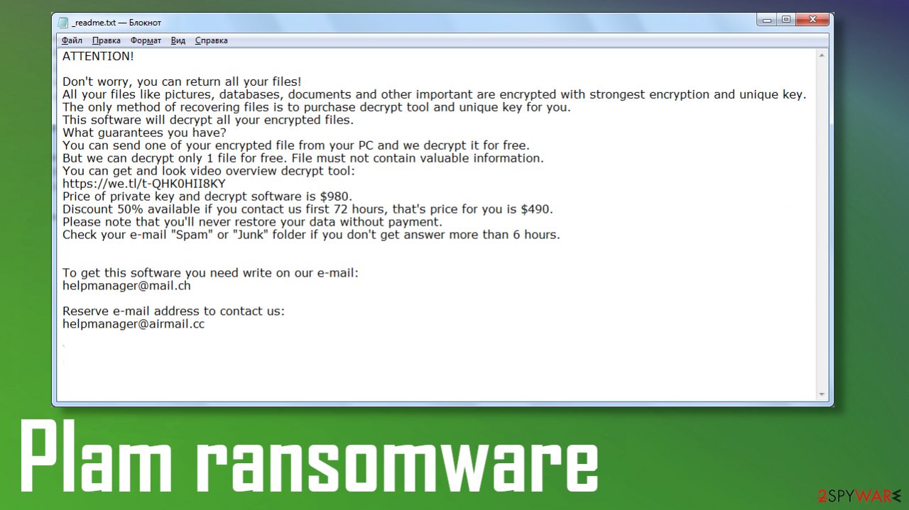 Remove Plam ransomware (virus) - Decryption Methods Included