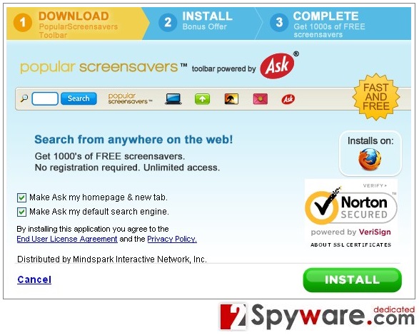 Remove Popular Screensavers Toolbar