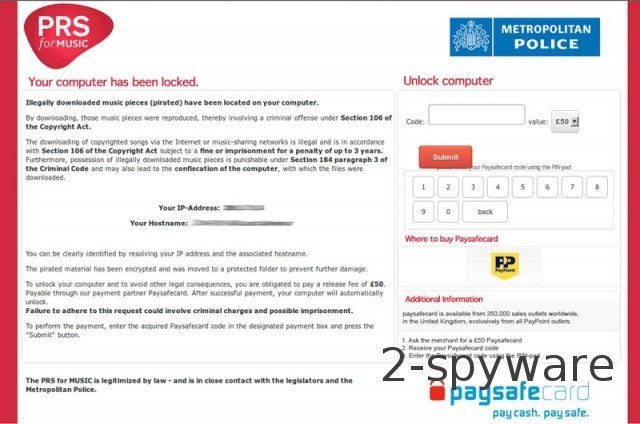 Remove PRS For music Metropolitan Police ransomware