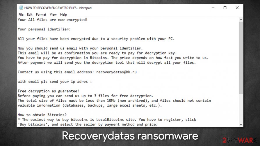 Remove Recoverydatas ransomware (Virus Removal Instructions) - Free Guide