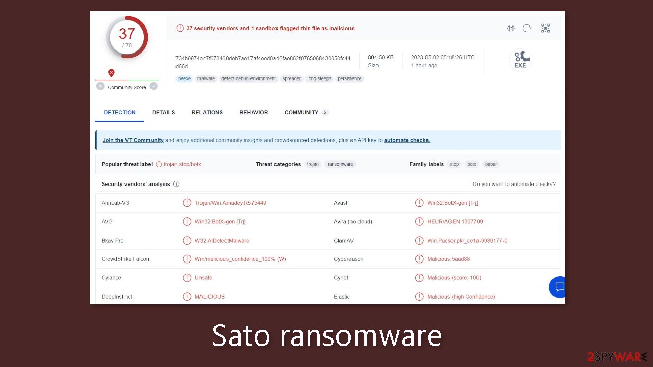Remove Sato ransomware (virus) - Recovery Instructions Included