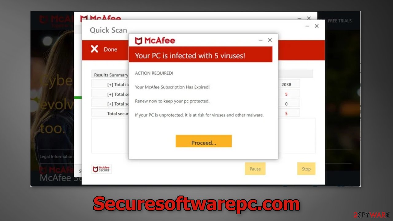 Remove Securesoftwarepc.com ads (scam) - Free Instructions