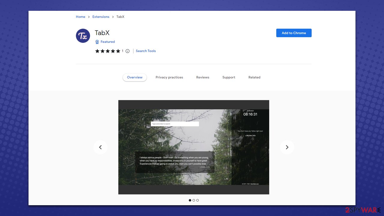 Remove TabX browser extension (Chrome, Firefox, IE, Edge) - Tutorial