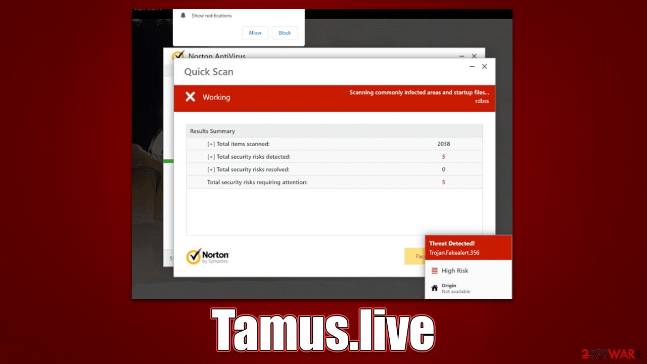 Remove Tamus.live ads (scam) - Free Instructions