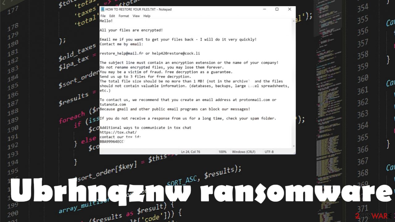 Remove Ubrhnqznw ransomware (virus) - Decryption Steps Included