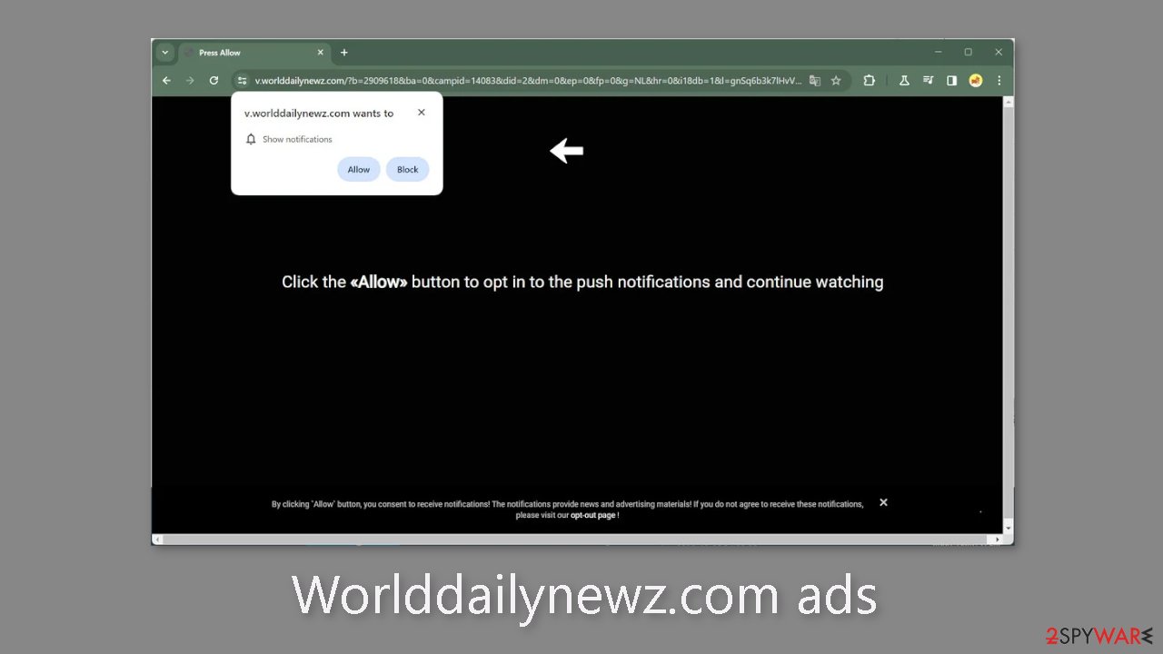 Remove Worlddailynewz.com ads (spam) - Free Instructions