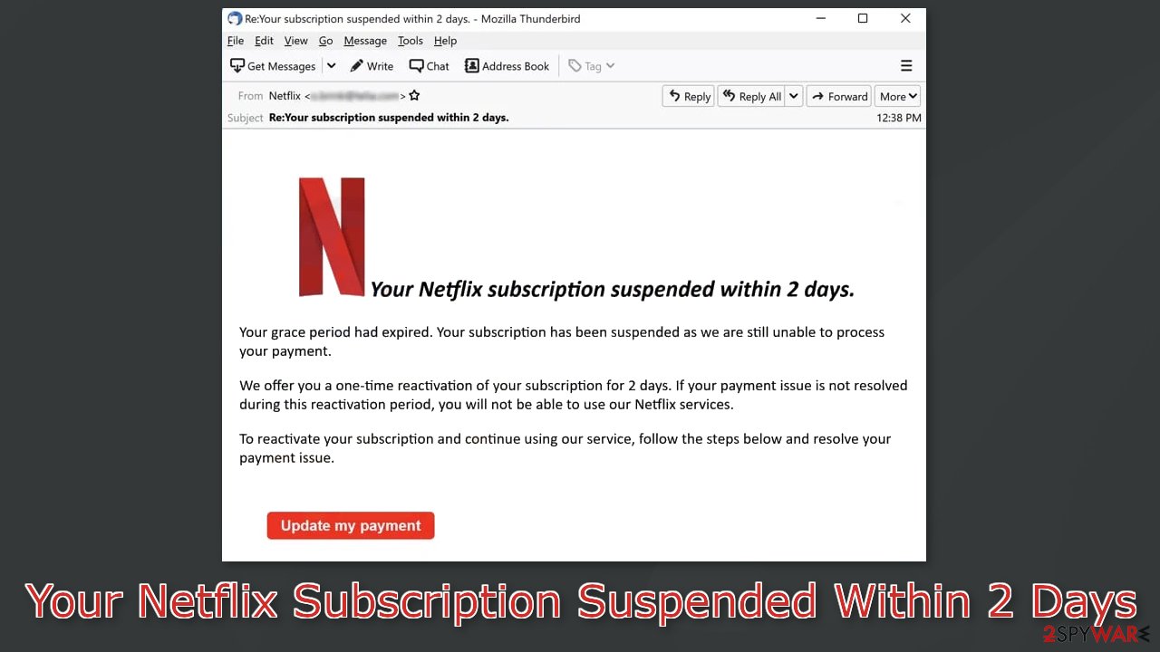 Remove Your Netflix Subscription Suspended Within 2 Days email scam ...
