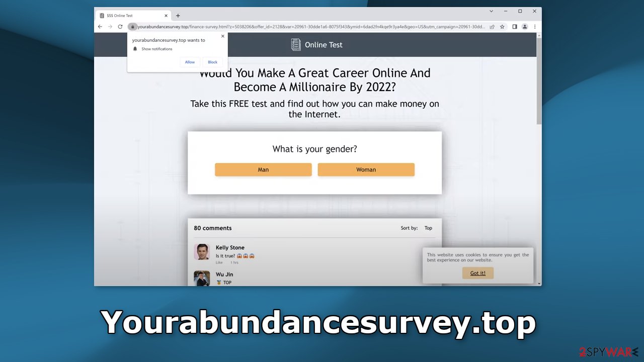 Remove Yourabundancesurvey.top ads (spam) - Free Guide