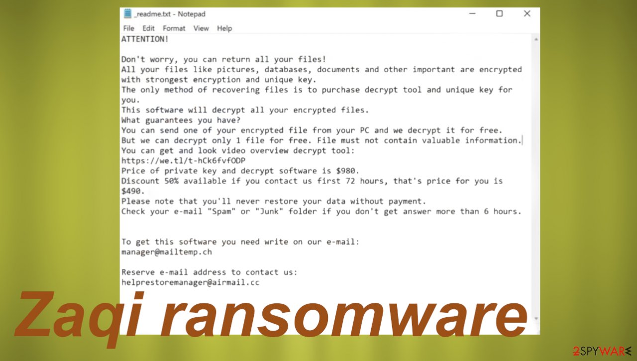 Remove Zaqi ransomware (Bonus: Decryption Steps) - Virus Removal Guide